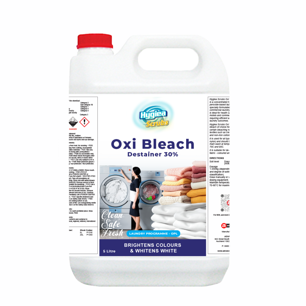 Hygiea Scrubs OXI Bleach | Commercial Laundry Destainer